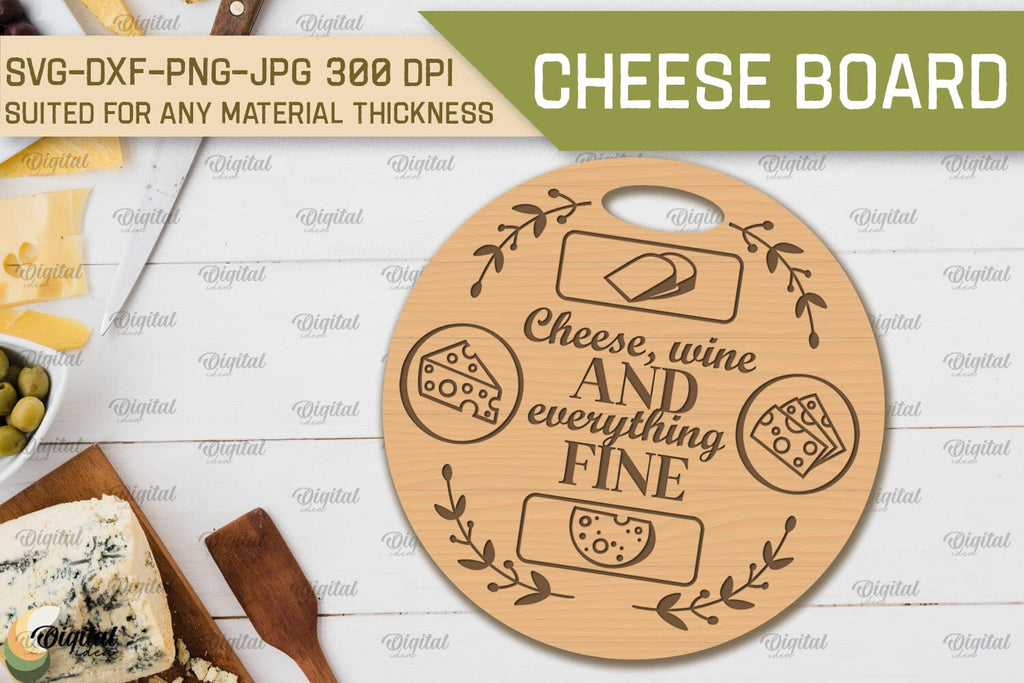 Cheese Board SVG. Cutting Board Laser Cut SVG - So Fontsy