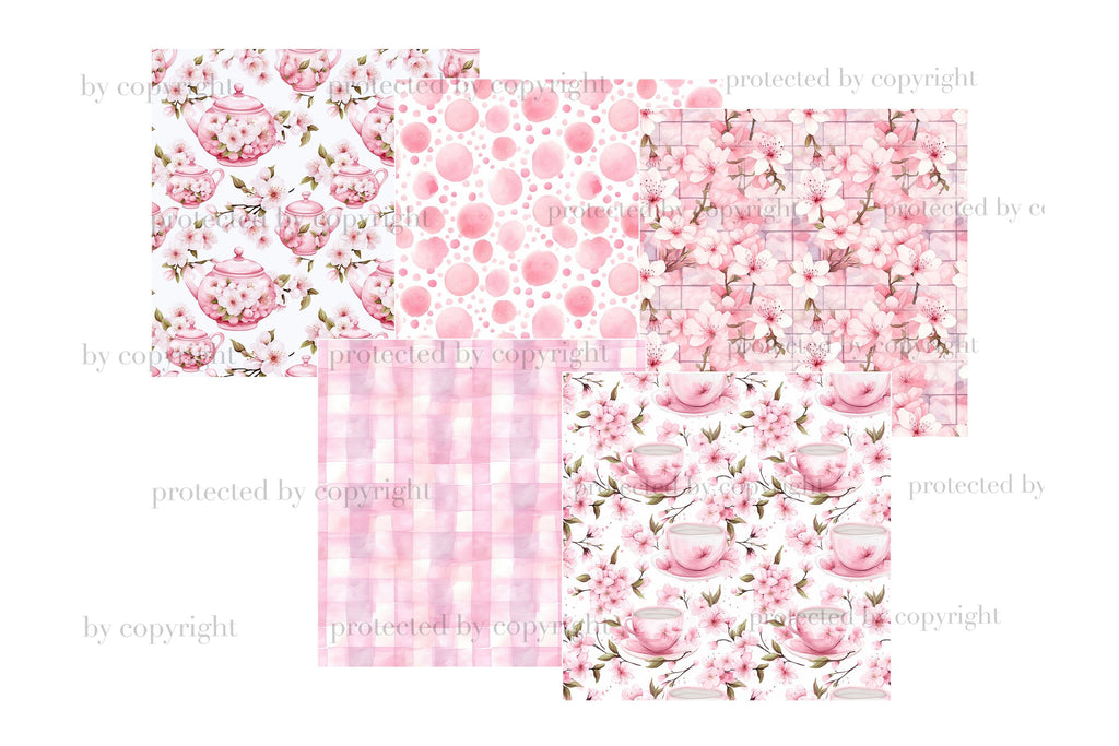 Cherry Blossom Digital Paper | Spring Patterns Bundle - So Fontsy