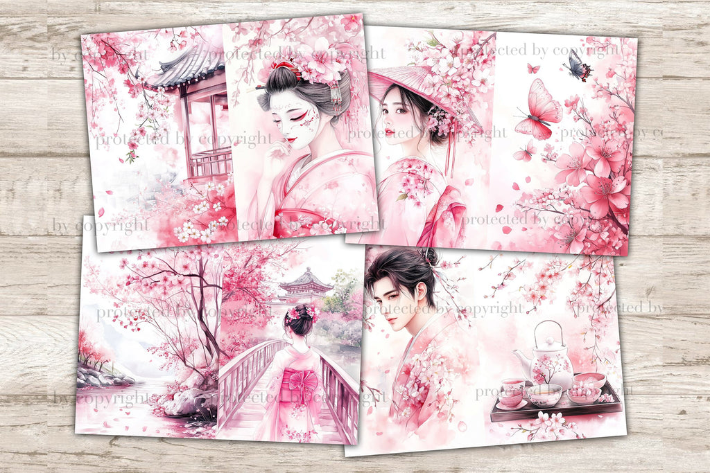 Cherry Blossom Junk Journal Pages | Pink Sakura - So Fontsy