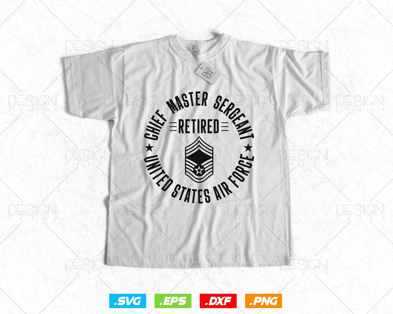 Chief Master Sergeant Retired Air Force Retirement Svg Png, USA Flag ...