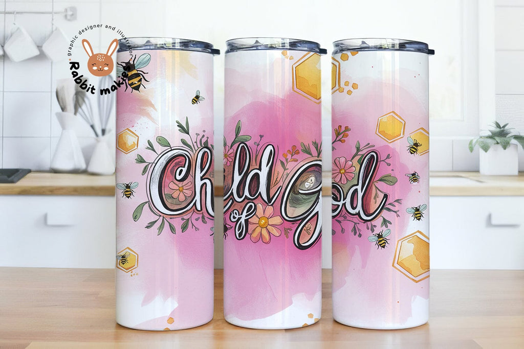 Child of God Christian Floral Faith 20oz Skinny Tumbler Sublimation ...