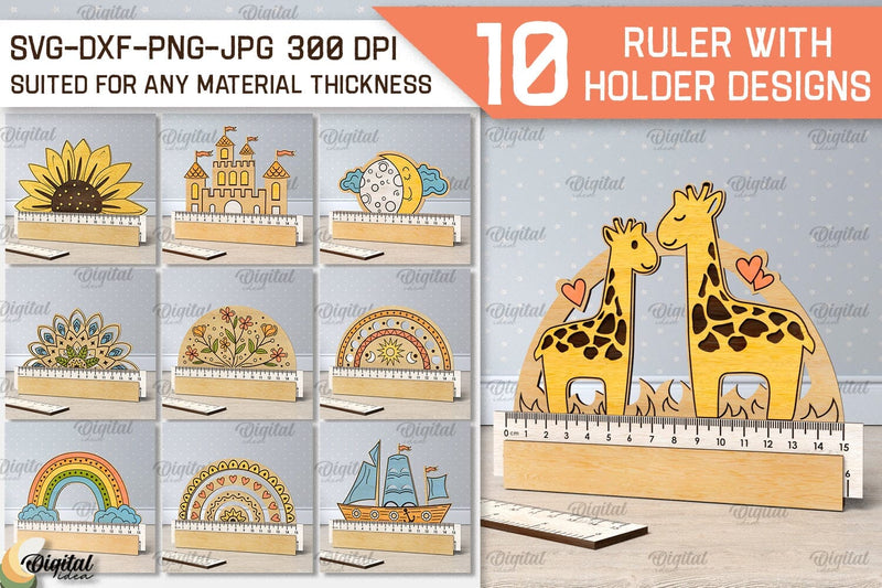 Children School Rulers Laser Cut Bundle. Wooden Rulers SVG - So Fontsy