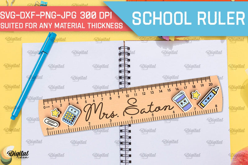 Children School Rulers Laser Cut Bundle. Wooden Rulers SVG - So Fontsy