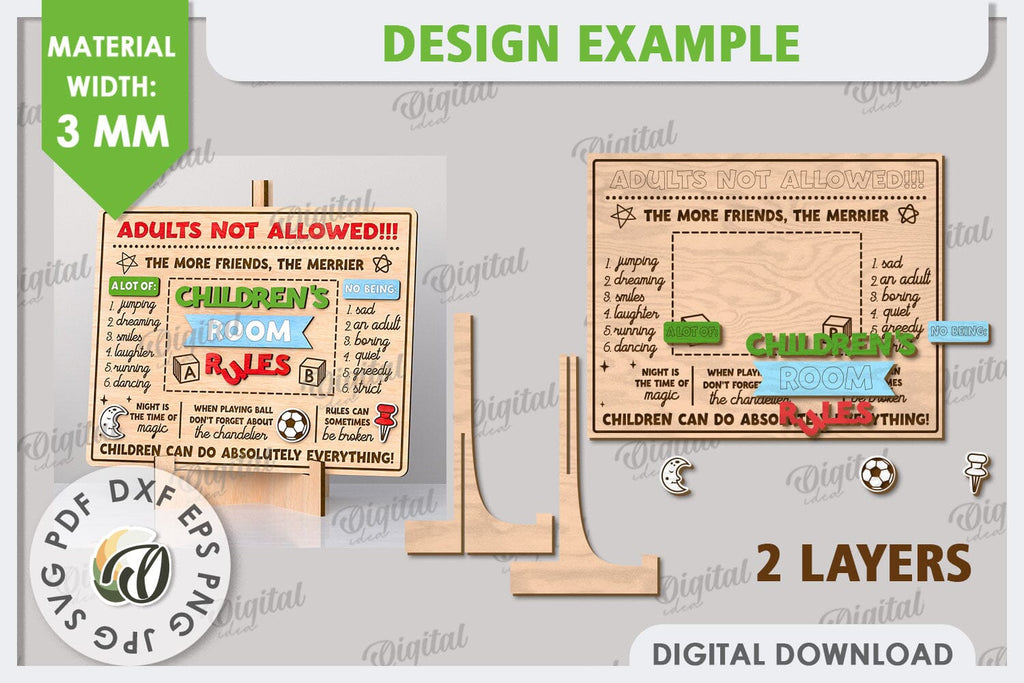 Children's Room Rules SVG. Funny Rules Plaque Laser Cut - So Fontsy