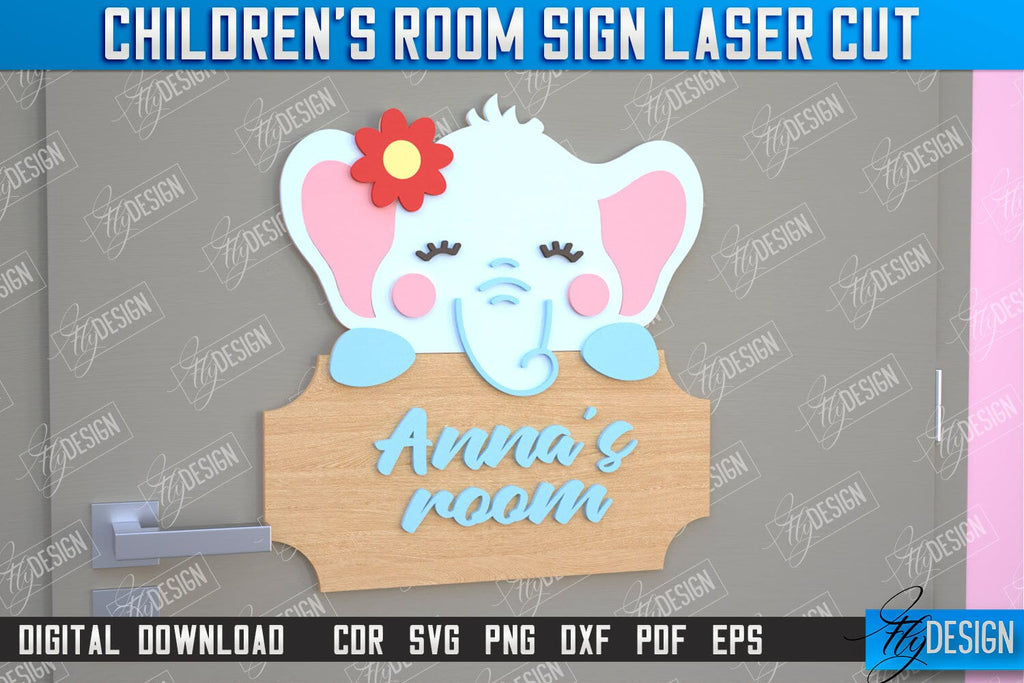 Children's Room Sign | Door Sign | Nursery Name Sign | Elephant Design ...