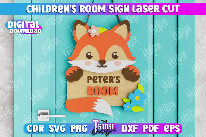 Children's Room Sign | Door Sign | Nursery Name Sign | Fox Design | CNC ...