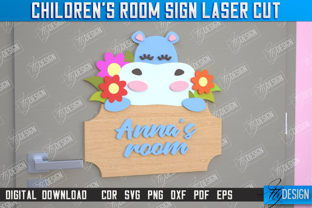 Children's Room Sign | Door Sign | Nursery Name Sign | Hippo Design ...