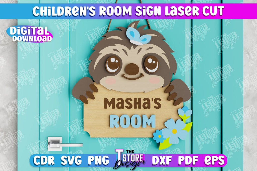 Children's Room Sign | Door Sign | Nursery Name Sign | Sloth Design ...