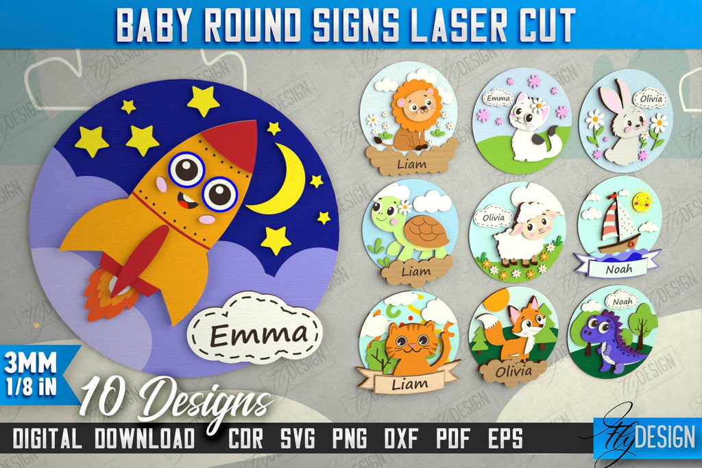 Children's Room Signs Bundle | Door Round Signs | Personalized Nursery ...