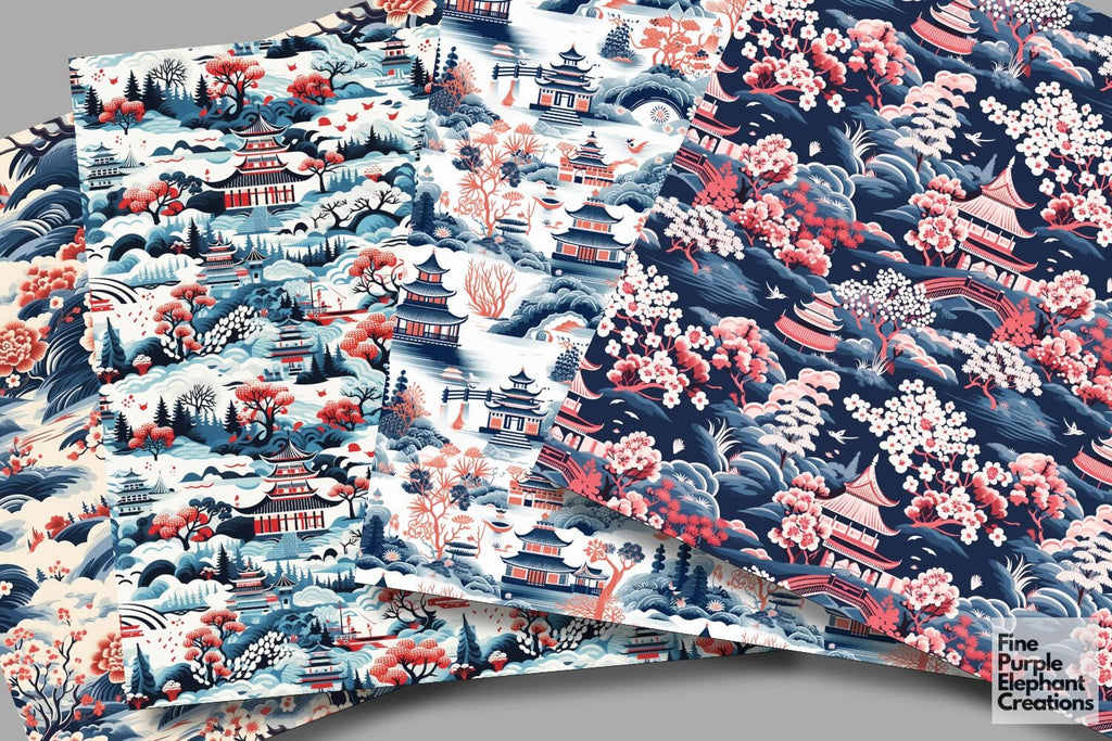 Chinese Temple Digital Paper | Asian Lunar New Year Pattern - So Fontsy