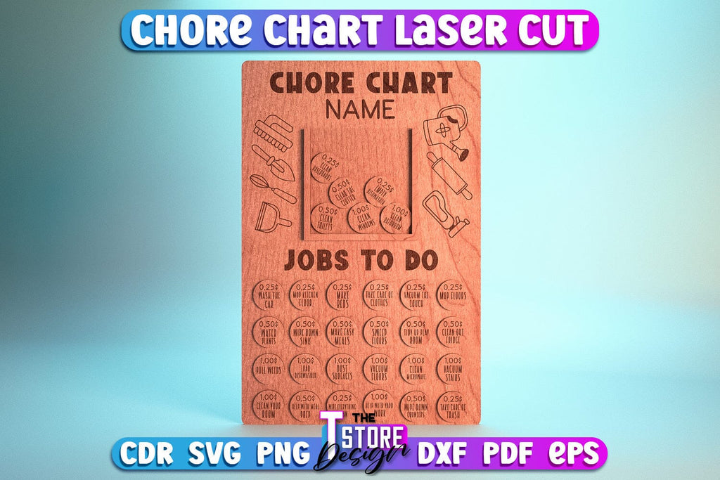 Chore Chart Laser Cut SVG | Customizable Design | CNC File - So Fontsy
