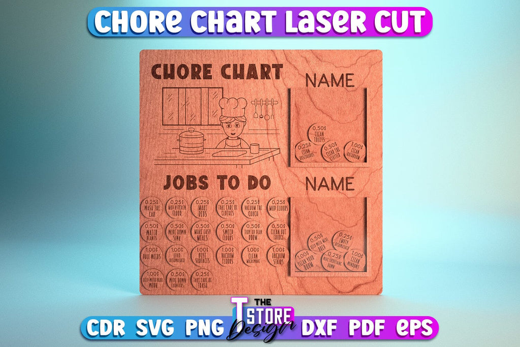 Chore Chart Laser Cut SVG | Customizable Design | CNC File - So Fontsy