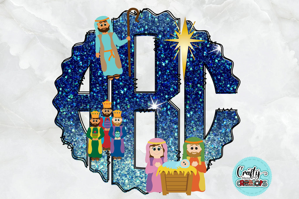 Christian Christmas Monogram Alphabet, Jesus Doodle Monogram - So Fontsy