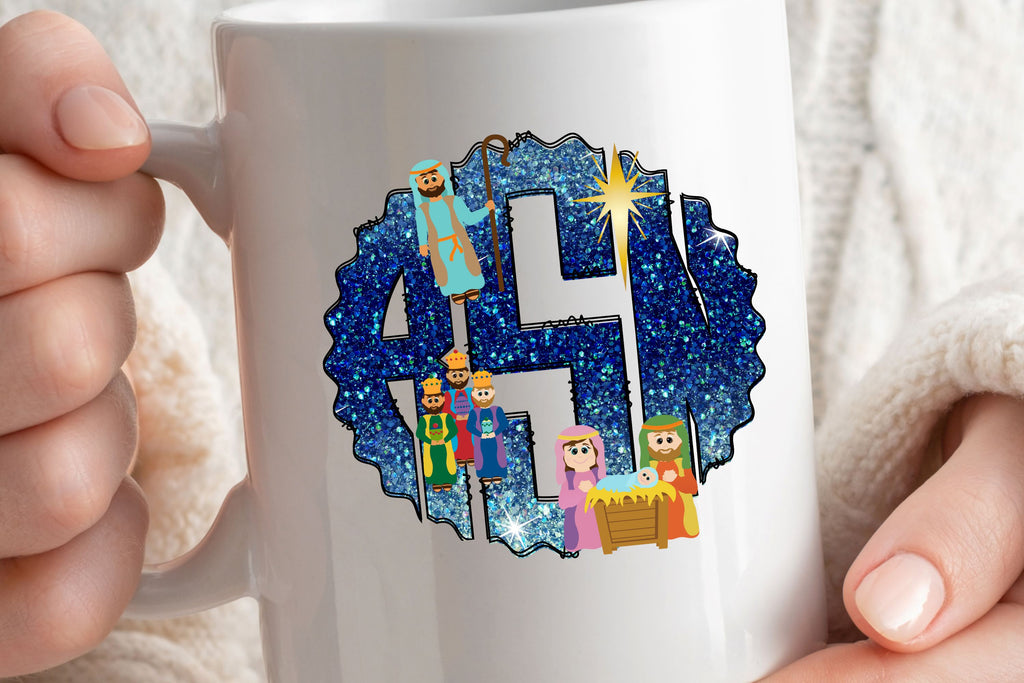 Christian Christmas Monogram Alphabet, Jesus Doodle Monogram - So Fontsy