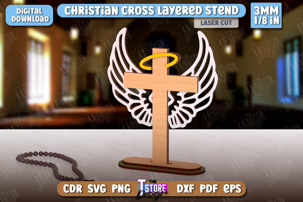 Christian Cross with Stand Laser Cut | Religious Symbol | Layered Cross ...