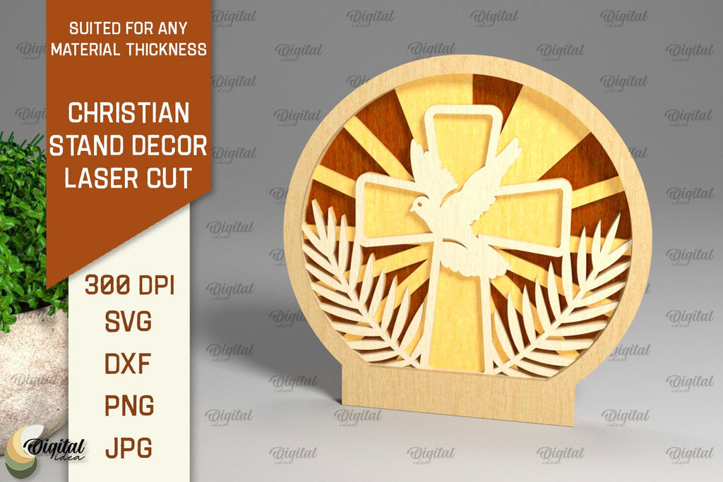Christian Stand Decor Laser Cut. Religious Laser Cut SVG - So Fontsy