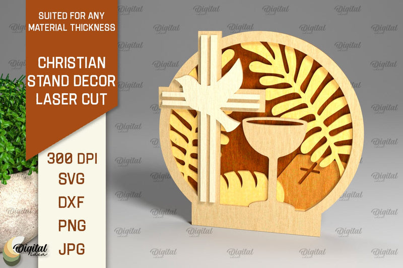 Christian Stand Decor Laser Cut. Religious Laser Cut SVG - So Fontsy