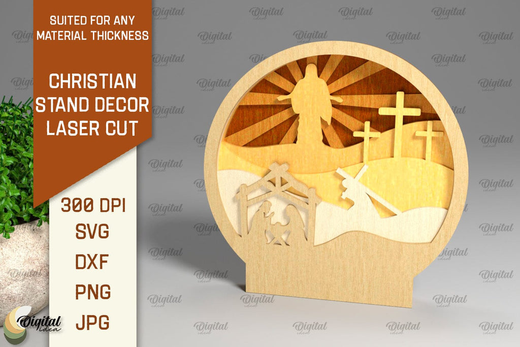 Christian Stand Decor Laser Cut. Religious Laser Cut SVG - So Fontsy