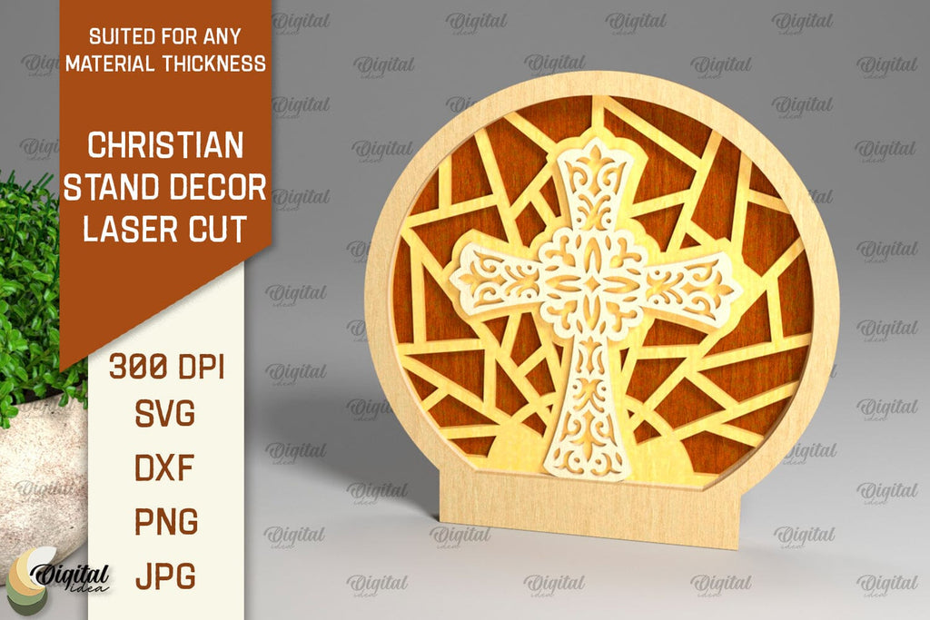 Christian Stand Decor Laser Cut. Religious Laser Cut SVG - So Fontsy
