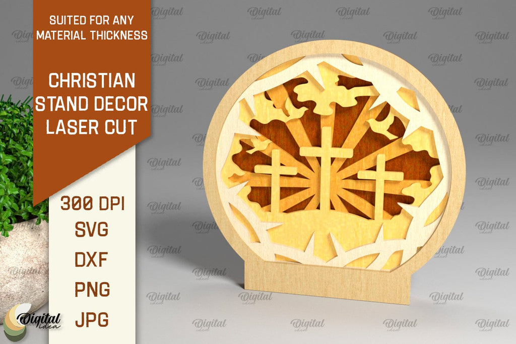 Christian Stand Decor Laser Cut. Religious Laser Cut SVG - So Fontsy