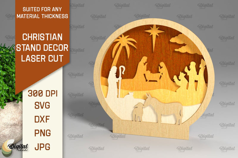 Christian Stand Decor Laser Cut. Religious Laser Cut SVG - So Fontsy
