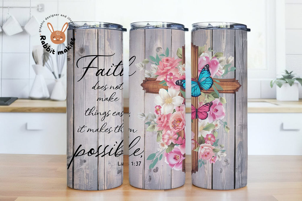 Christian Tumbler Wrap, Faith 20 Oz Sublimation Tumbler PNG Design ...