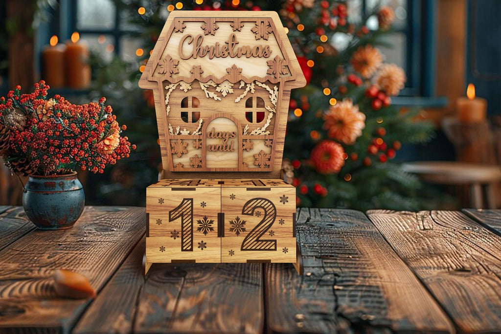 Christmas Advent Calendar Cut File, Laser Cut Template - So Fontsy