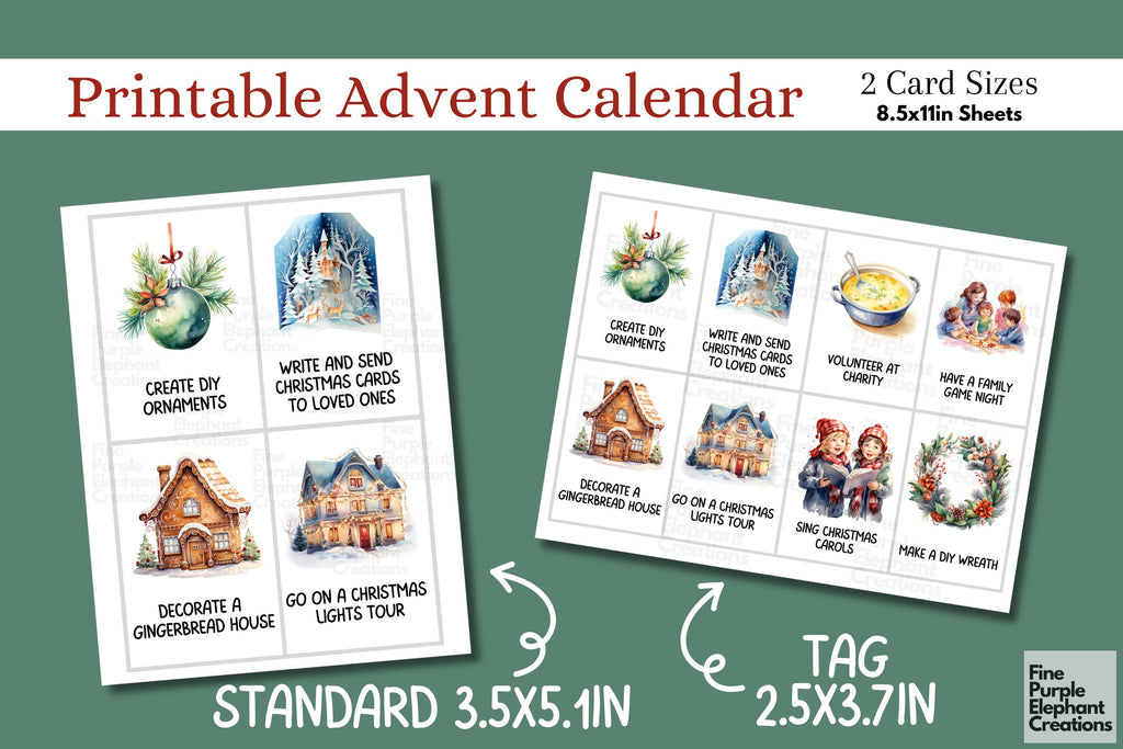 Christmas Advent Calendar Holiday Activity Cards - So Fontsy