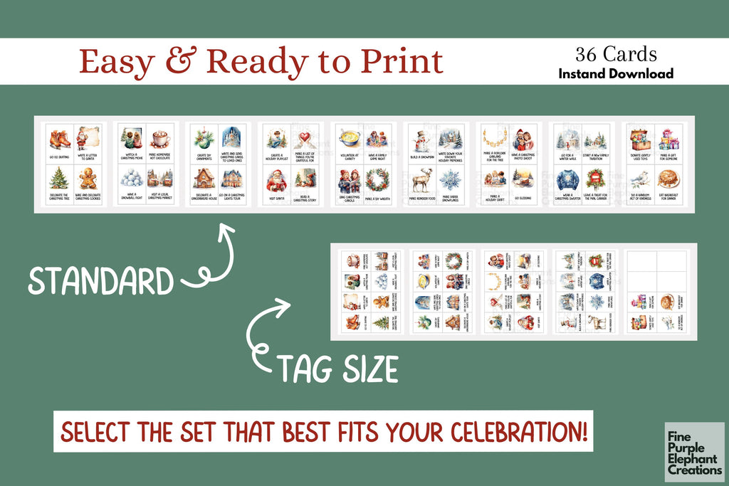 Christmas Advent Calendar Holiday Activity Cards - So Fontsy