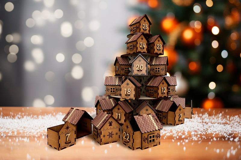 Christmas Advent Calendar Template Wood Cut File, Laser Cut Template ...