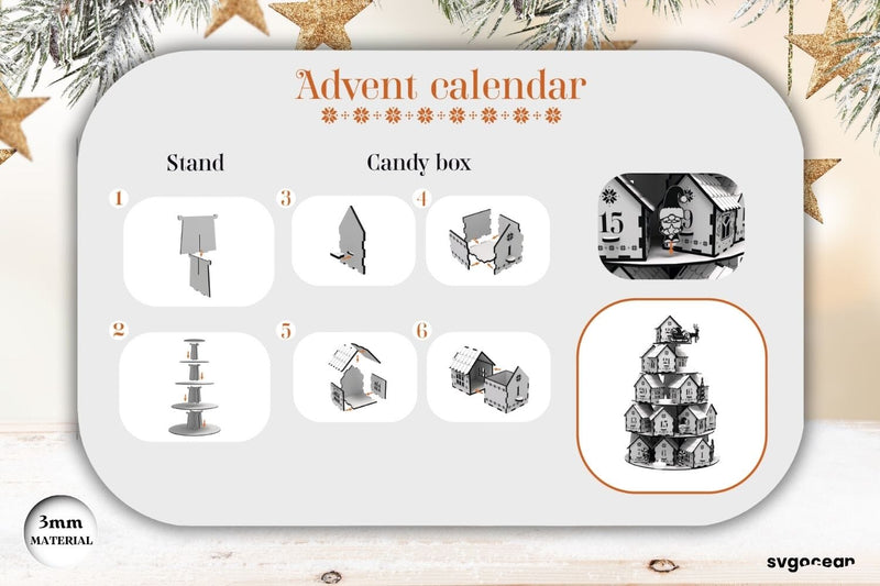 Christmas Advent Calendar Village SVG - So Fontsy