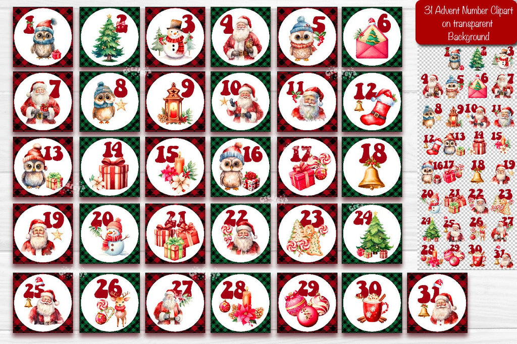Christmas Advent numbers Christmas Advent calendar numbers Countdown to ...