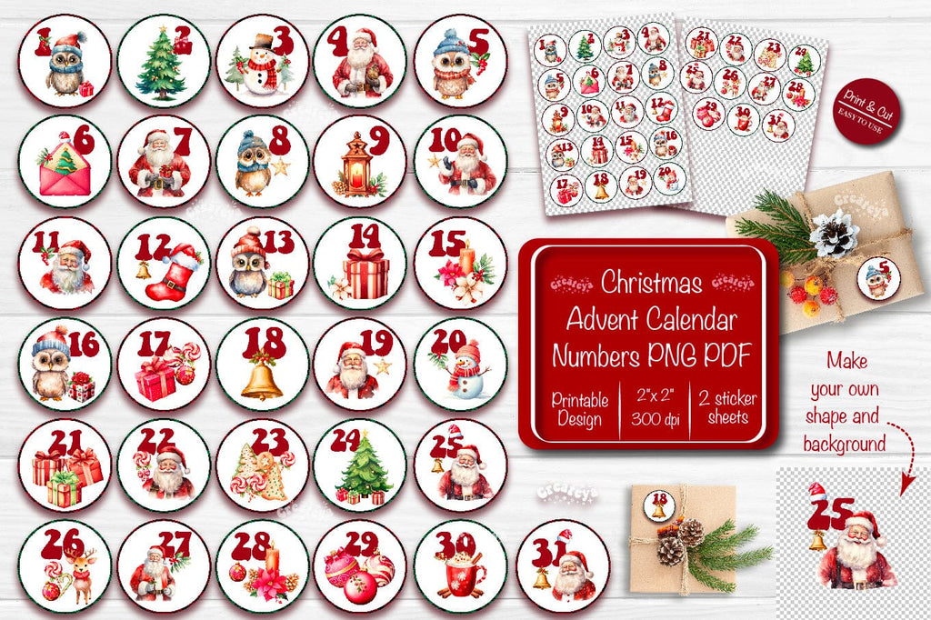Christmas Advent numbers Christmas Advent calendar numbers Countdown to ...