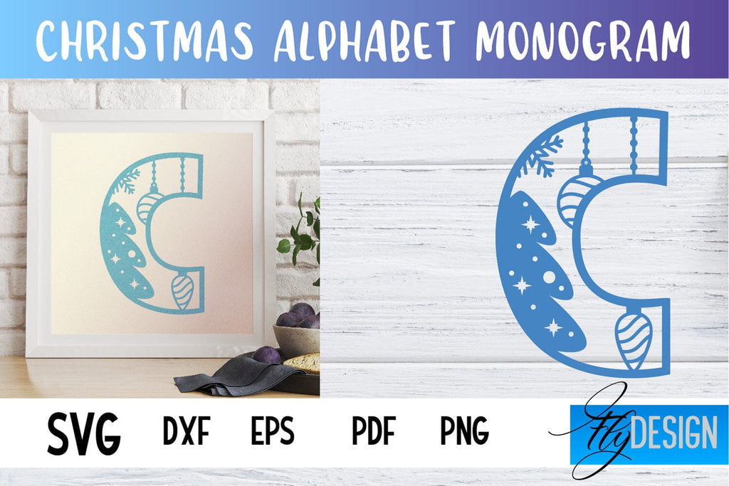 Christmas Alphabet Monogram | Alphabet SVG | Paper Cut - So Fontsy