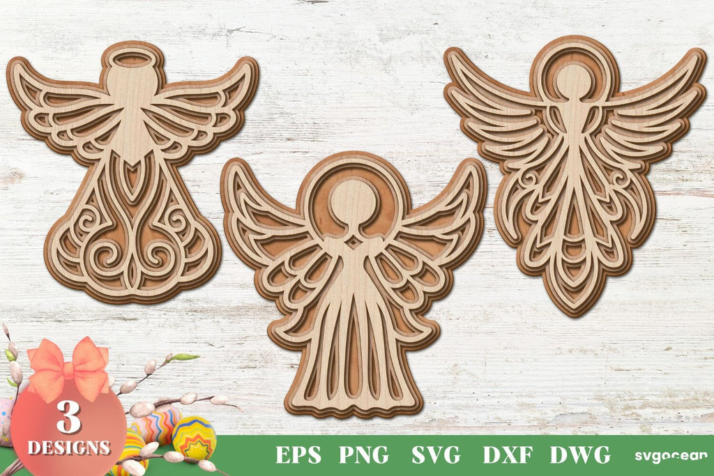 Christmas Angels Laser Cut Files - So Fontsy
