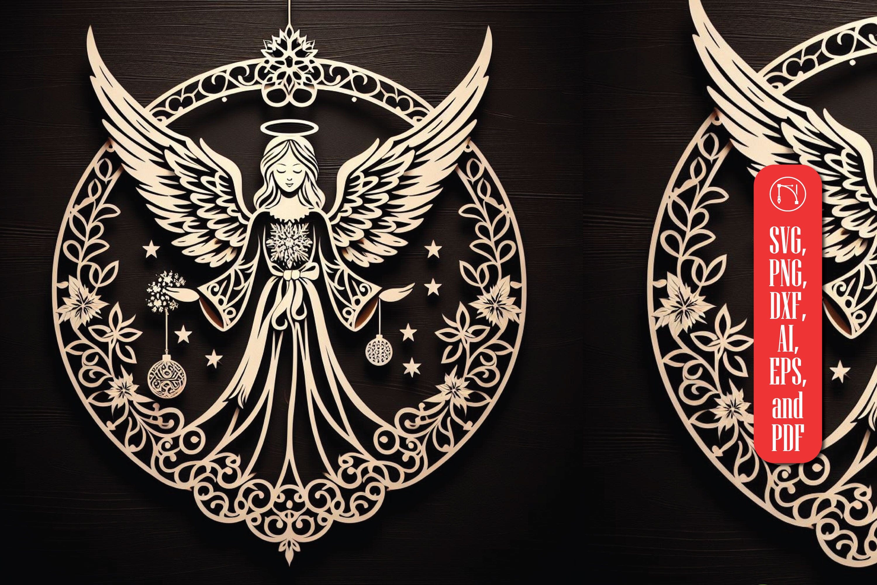 Christmas Angels Laser Cut SVG - So Fontsy