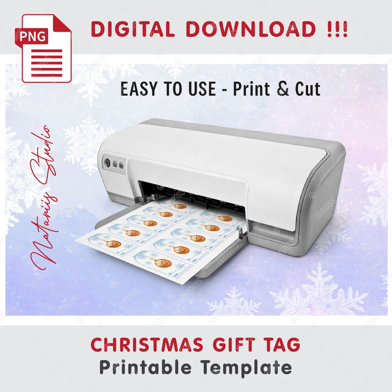 Christmas Basketball Gift Tag. Printable template. - So Fontsy