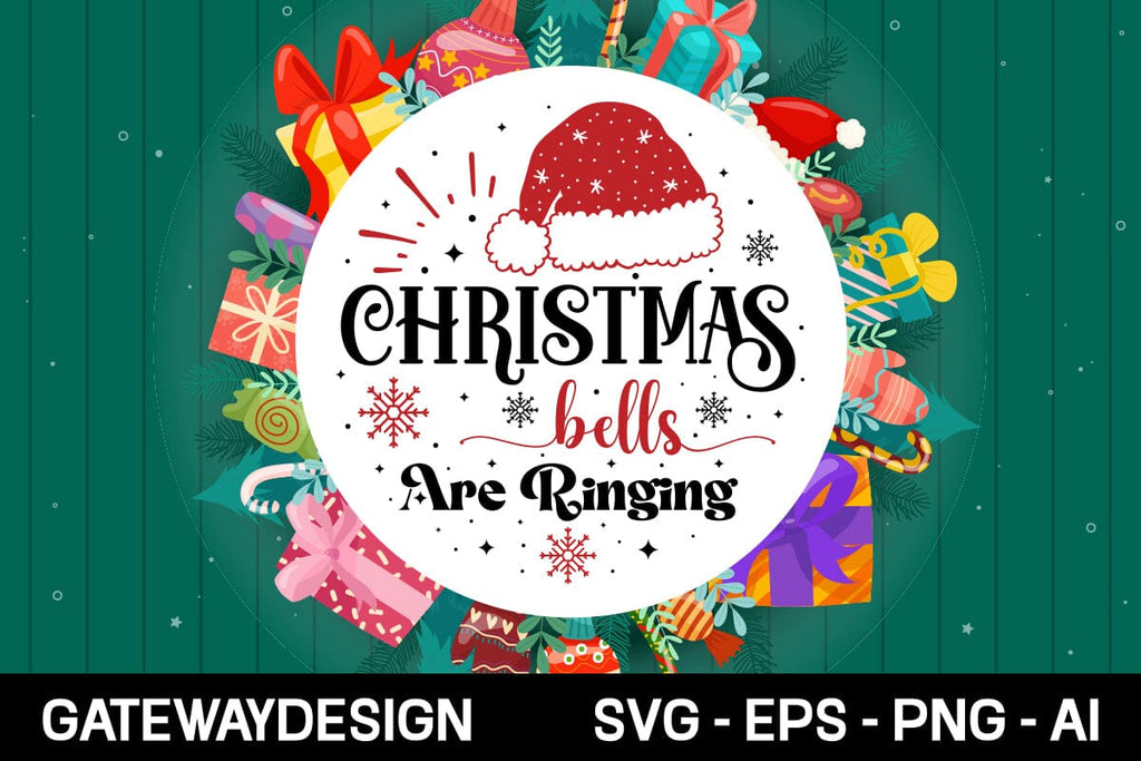 Christmas Bells Are Ringing Round Sign Svg Design - So Fontsy