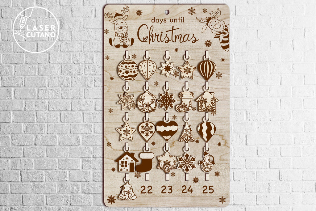 Christmas Calendar Decorative Wood Cut Template LAser Cut Files - So Fontsy