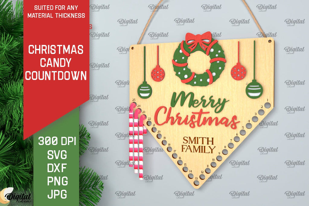 Christmas Candy Countdowns Laser Cut Bundle. Countdowns SVG - So Fontsy