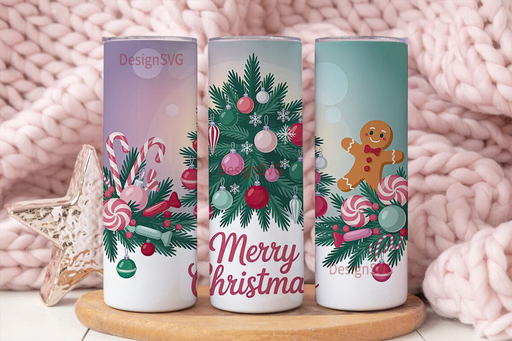 Christmas Candy Tree 20oz Tumbler Wrap - So Fontsy