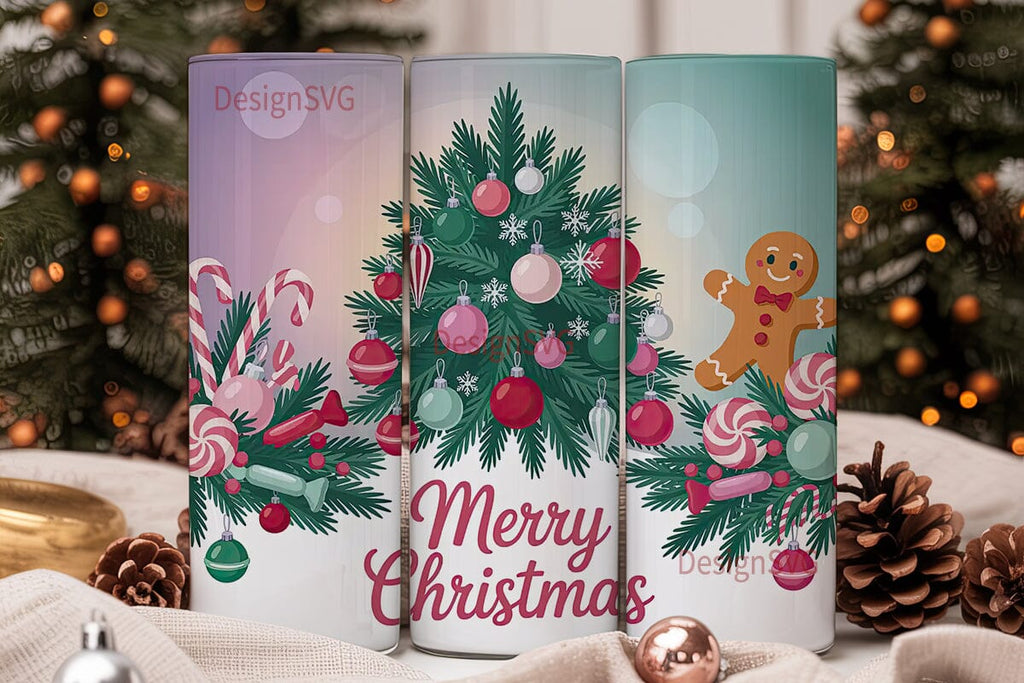 Christmas Candy Tree 20oz Tumbler Wrap - So Fontsy
