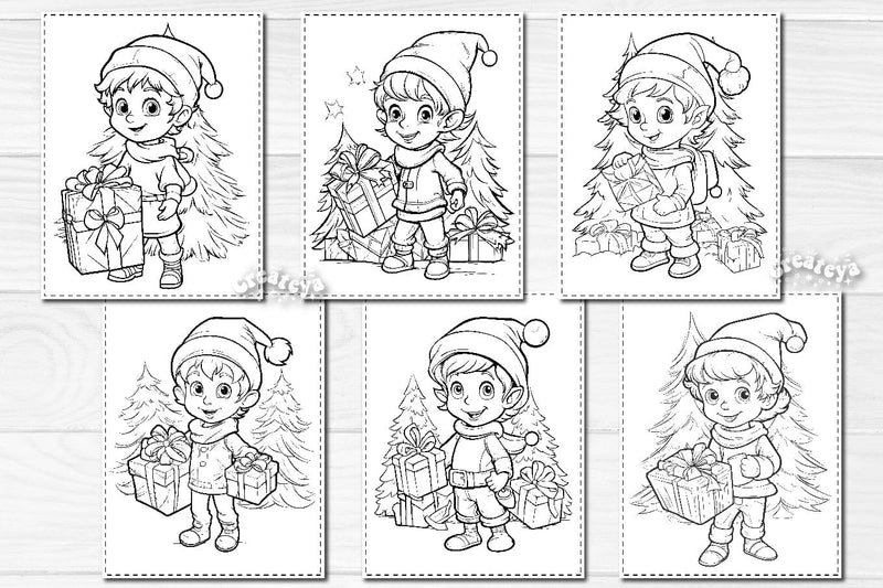 Christmas Coloring Book Elf coloring page bundle printable coloring ...