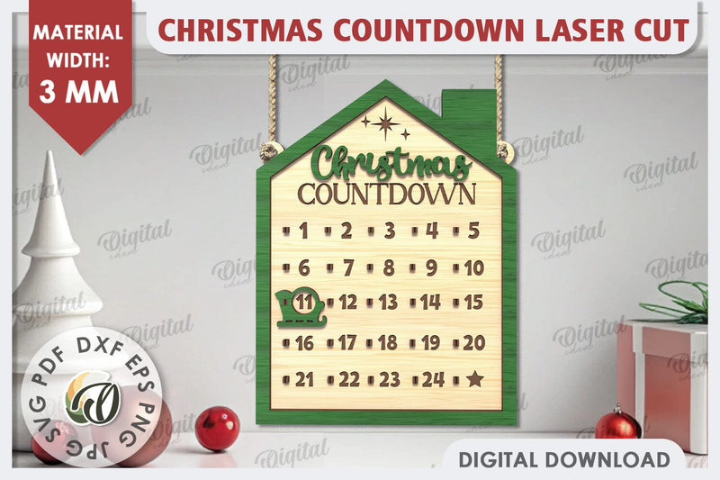 Christmas Countdown Advent Calendars Laser Cut Bundle - So Fontsy