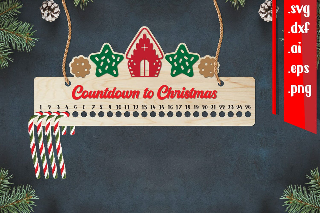Christmas Countdown | Candy Cane Christmas Calendar - So Fontsy