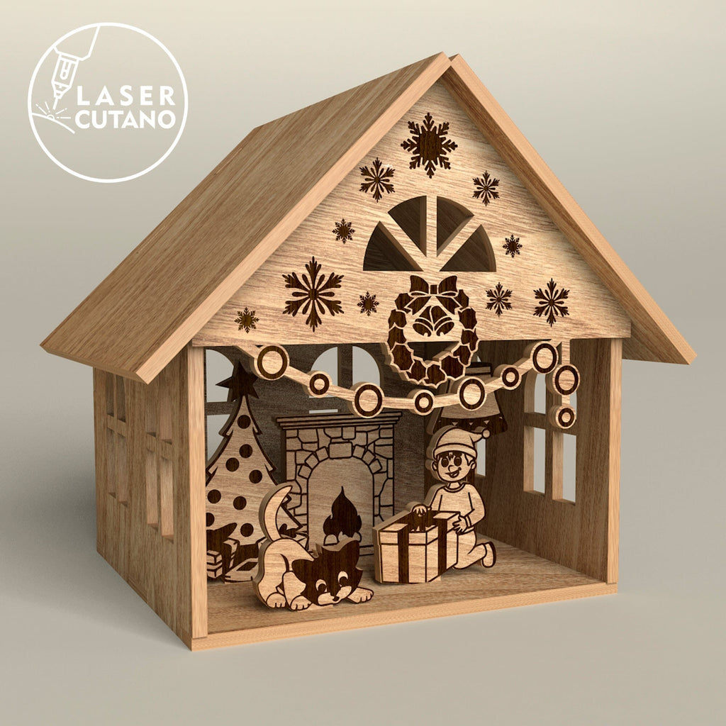 CHRISTMAS DECORATIVE HOUSE, Christmas Crafts, Wood Cut, Laser Cut ...