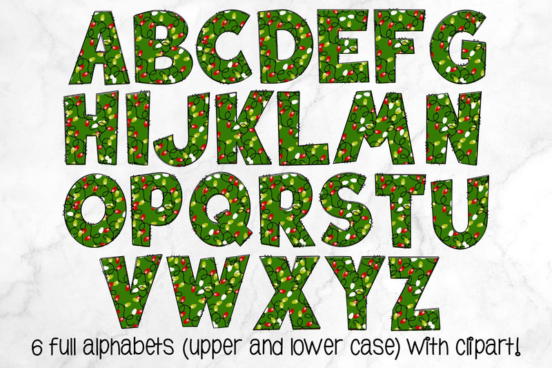 Christmas Doodle Alphabet, Snowman Set With Clipart PNG - So Fontsy