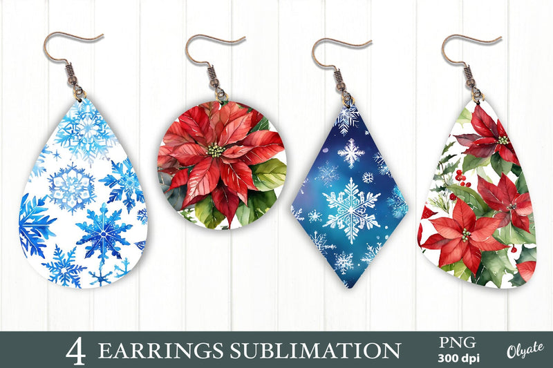 Christmas Earring Sublimation. Earring Sublimation Design PNG - So Fontsy
