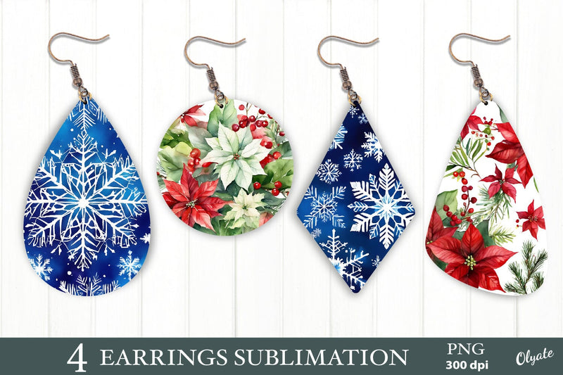 Christmas Earring Sublimation. Earring Sublimation Design PNG - So Fontsy