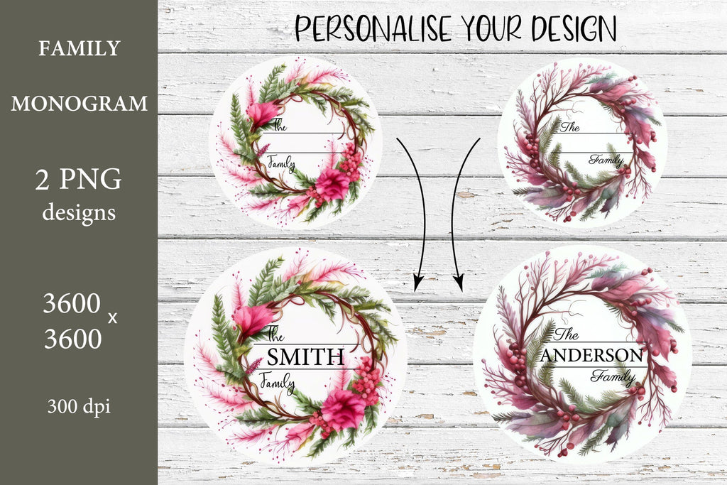 Christmas Family Monogram Sublimation. Family Names - So Fontsy